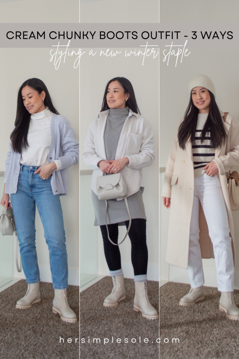 Cream Chunky Boots Outfit - 3 Ways to Style a New Winter Staple - Her ...